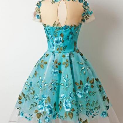 Short Sleeve Homecoming Dresses Blue Homecoming Dresses Short ...