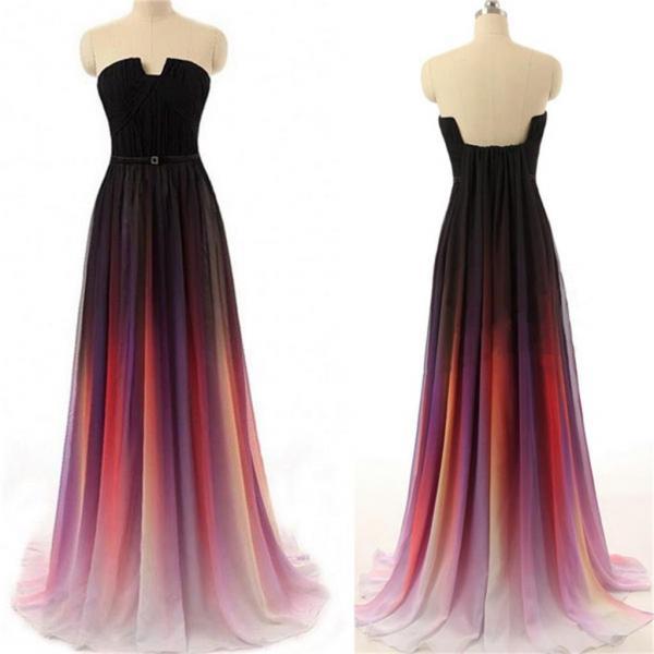 Long Prom Dresses, Gradient Prom Dresses, Party Prom Dresses, Chiffon ...