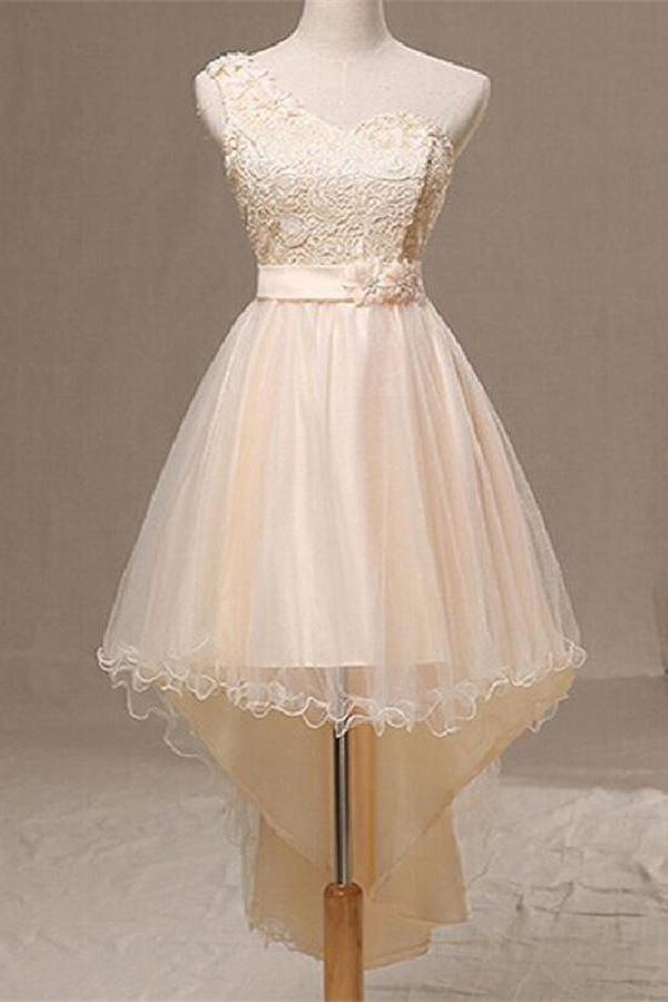 Short Front Long Back One Shoulder Short Lace Homecoming Dresses K436 ...