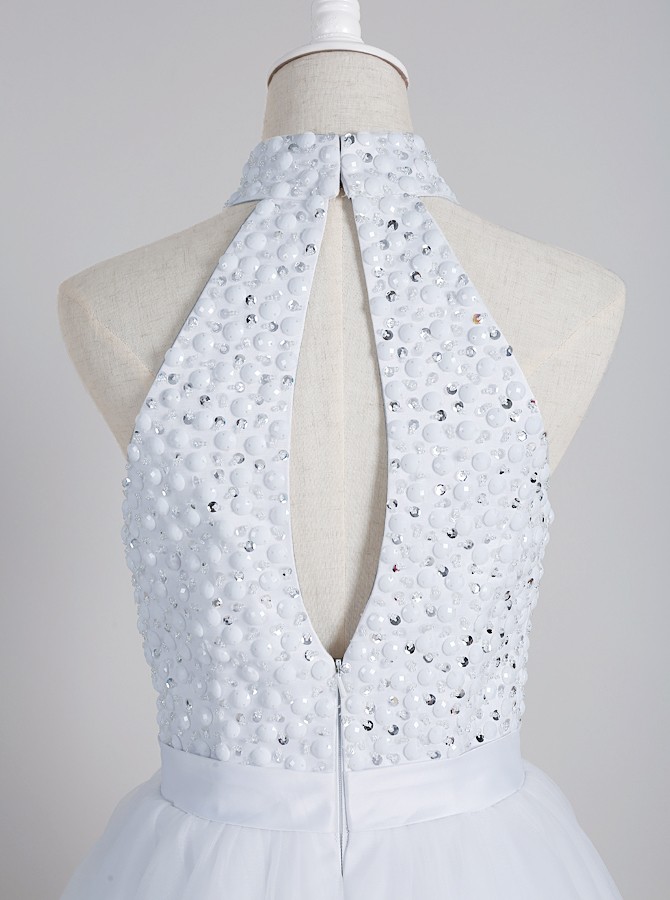 Sleeveless Homecoming Dresses High-neck Homecoming Dresses White ...