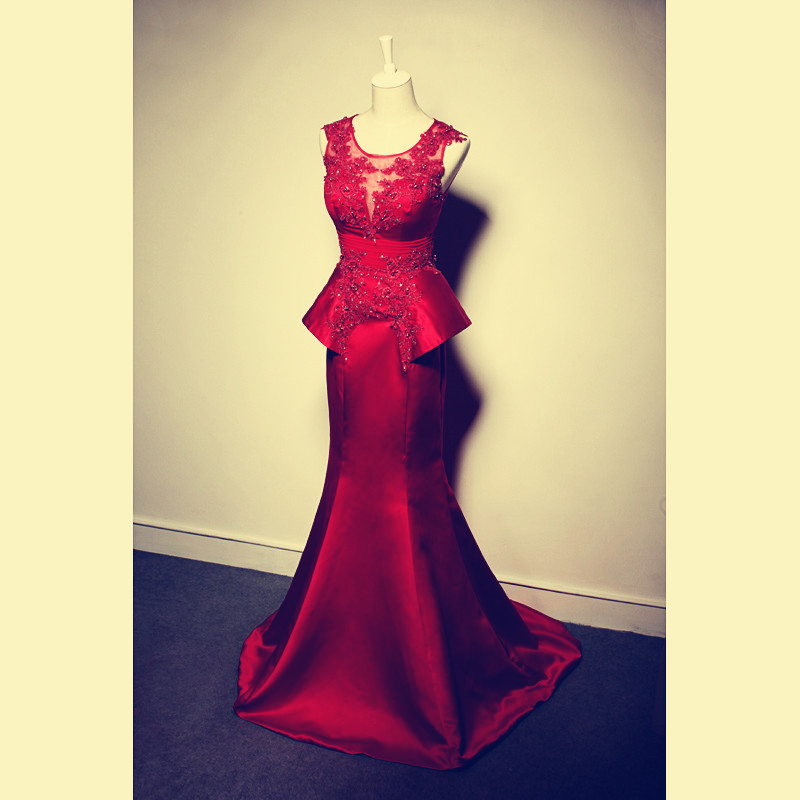 Satin Prom Dress,Mermaid Prom Dress,Appliques Prom Dress,Long Prom ...